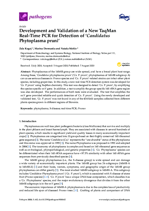 Pdf Development And Validation Of A New Taqman Real Time Pcr For Detection Of ‘candidatus