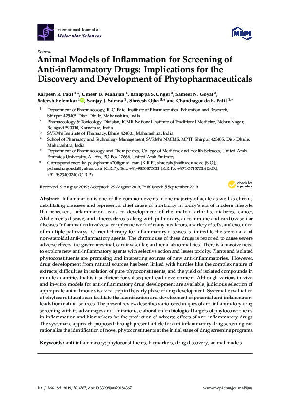 (PDF) Animal Models of Inflammation for Screening of Anti-inflammatory ...