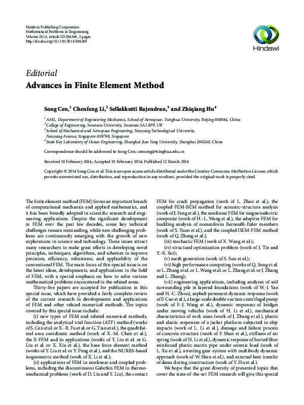 (PDF) Advances in Finite Element Method