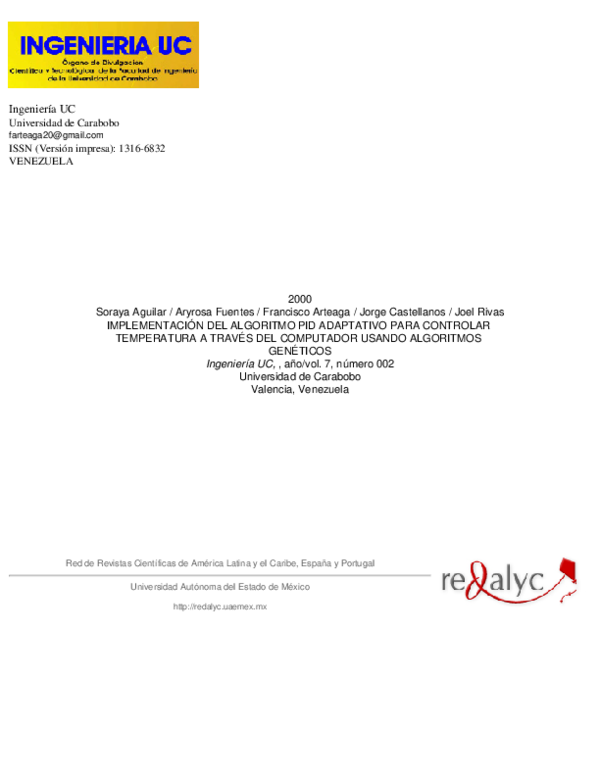 (PDF) Implementación del Algoritmo PID adaptativo para controlar ...
