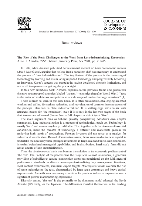 (PDF) The Rise of the Rest: Challenges to the West from Late ...