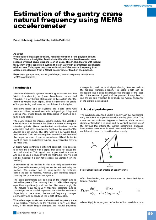 (PDF) Estimation of the gantry crane natural frequency using MEMS ...