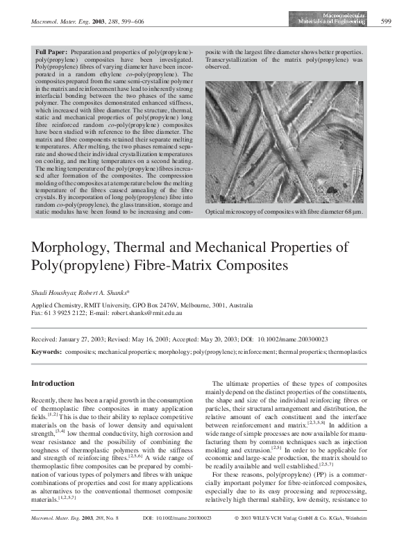 (PDF) Morphology, Thermal and Mechanical Properties of Poly(propylene ...