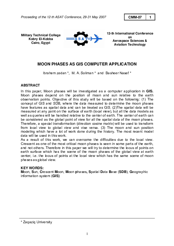 (PDF) Moon Phases as Gis Computer Application