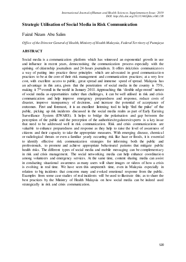 (PDF) Strategic Utilisation of Social Media in Risk Communication