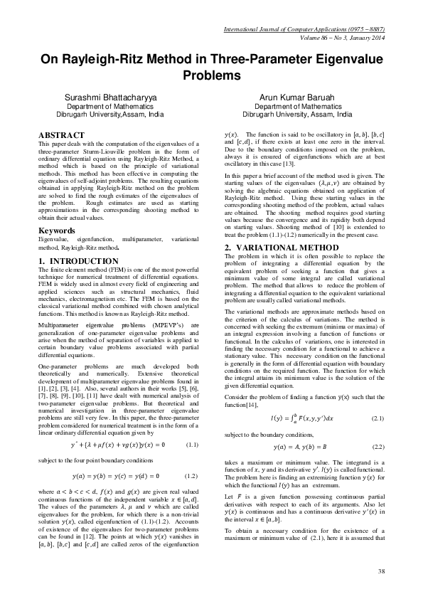 Pdf On Rayleigh Ritz Method In Three Parameter Eigenvalue Problems