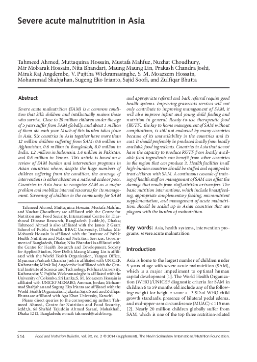 (PDF) Severe acute malnutrition in Asia | prakash joshi - Academia.edu