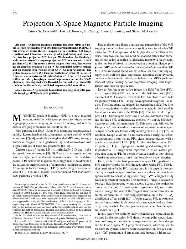 (PDF) Projection X-Space Magnetic Particle Imaging | Patrick Goodwill ...