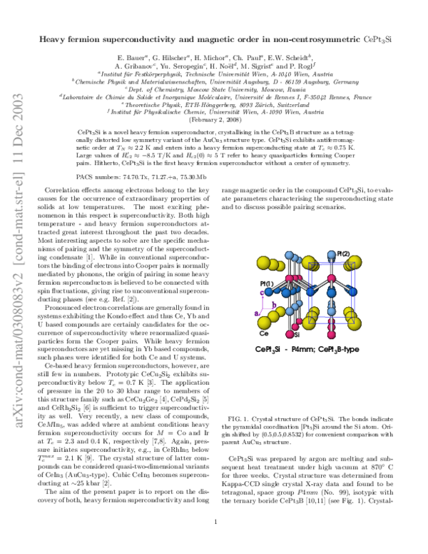 (PDF) Heavy Fermion Superconductivity and Magnetic Order in ...