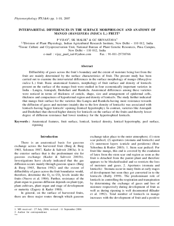 (PDF) Intervarietal differences in the surface morphology and anatomy ...