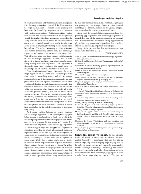 (PDF) David Kirsh, Knowledge, Explicit vs Implicit