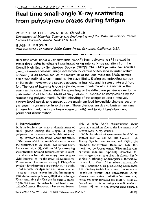 (PDF) Real time small-angle X-ray scattering from polystyrene crazes ...