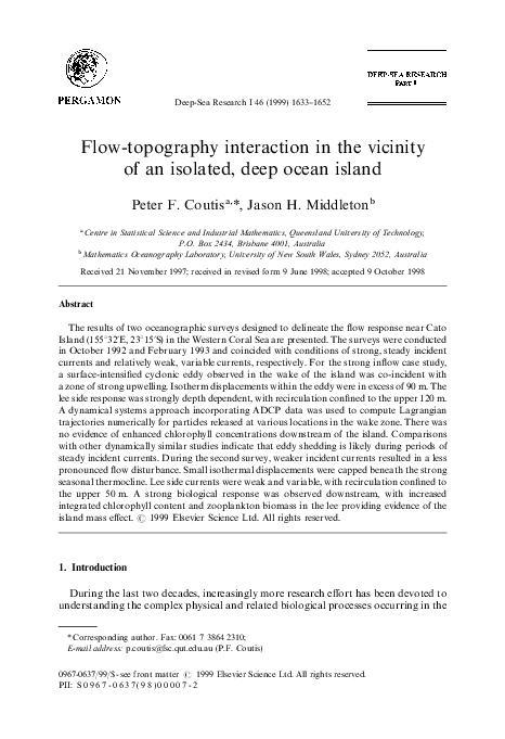 Flow-topography interaction in the vicinity of an isolated, deep ocean ...
