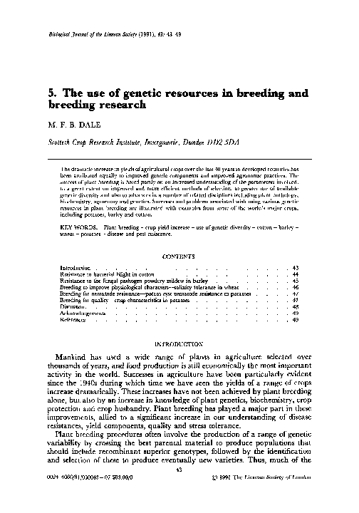 (PDF) 5. The use of genetic resources in breeding and breeding research