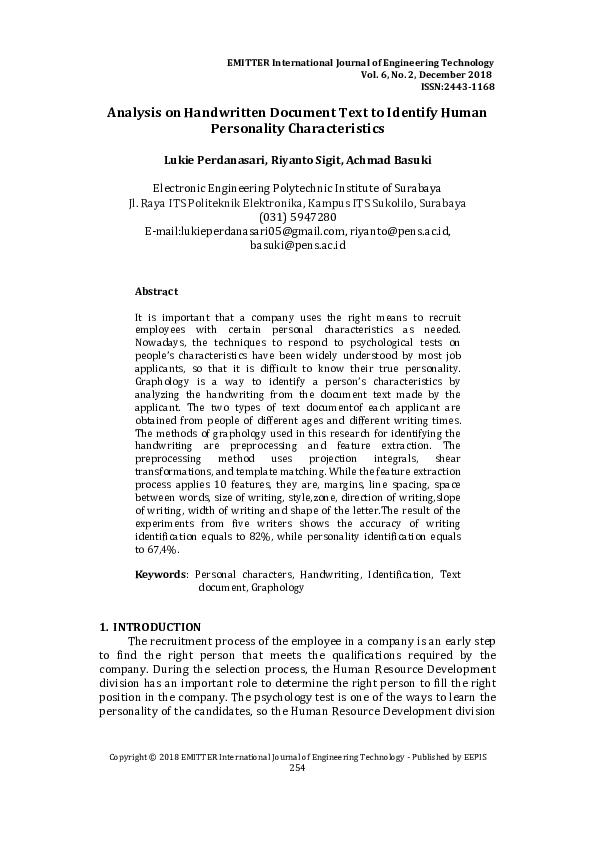 (PDF) Analysis on Handwritten Document Text to Identify Human ...