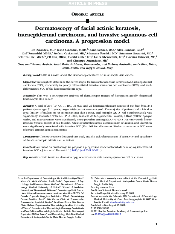 (PDF) Dermoscopy of facial AK IEC and SCC