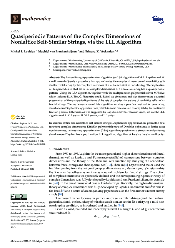 (PDF) Quasiperiodic Patterns of the Complex Dimensions of Nonlattice Self-Similar Strings, via ...
