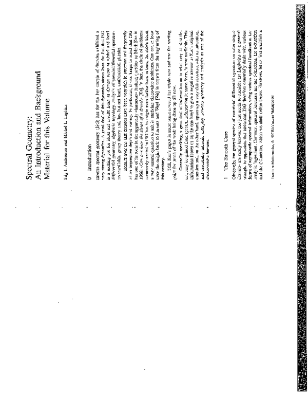 (PDF) Spectral Geometry: An Introduction and Background Material for ...