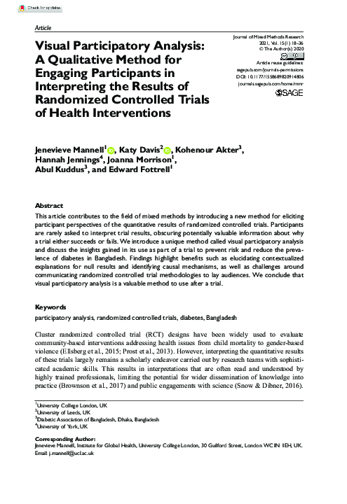 (PDF) Visual Participatory Analysis: A Qualitative Method for Engaging ...