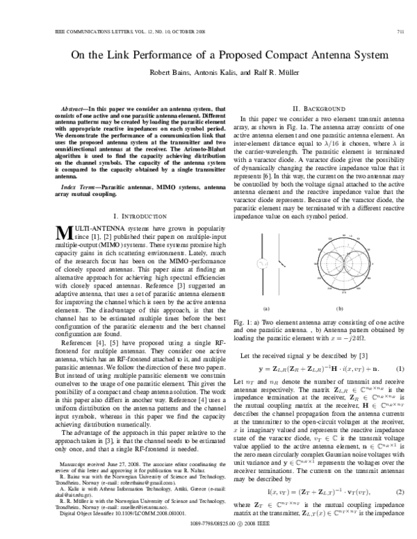 (PDF) On the Link Performance of a Proposed Compact Antenna System ...