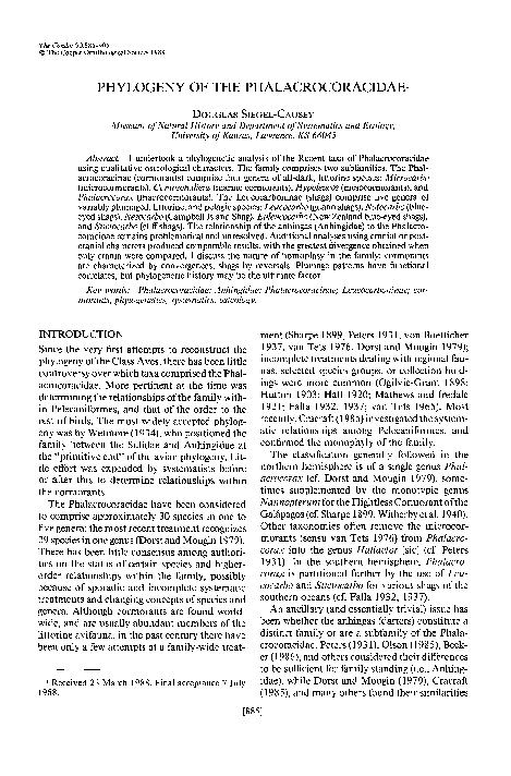 (PDF) Phylogeny of the Phalacrocoracidae