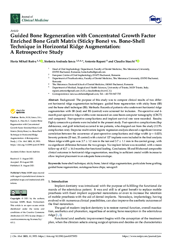 (PDF) Guided Bone Regeneration with Concentrated Growth Factor Enriched ...