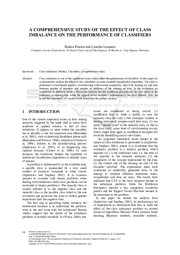 (PDF) A Comprehensive Study of the Effect of Class Imbalance on the ...