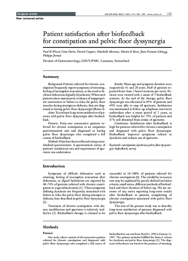 (PDF) Patient satisfaction after biofeedback for constipation and ...