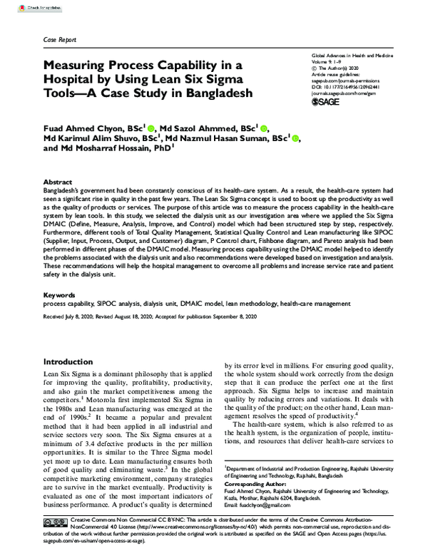 (PDF) Measuring Process Capability in a Hospital by Using Lean Six ...