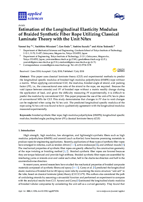 (PDF) Estimation of the Longitudinal Elasticity Modulus of Braided ...