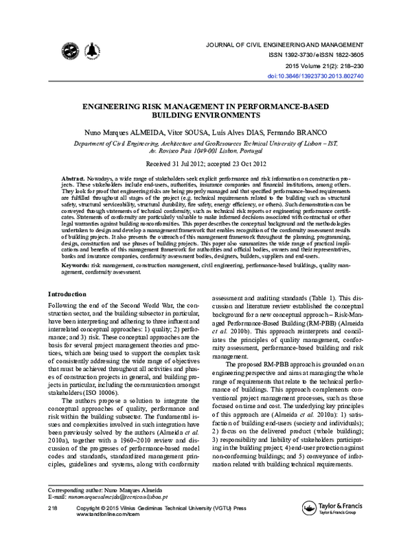 (PDF) Engineering risk management in performance-based building ...