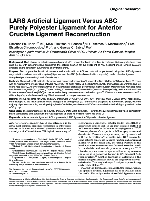 (PDF) LARS vs ABC Ligament in ACL Reconstruction