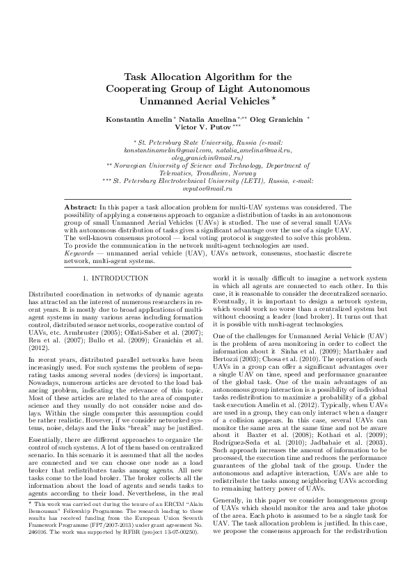(PDF) Task Allocation Algorithm for the Cooperating Group of Light ...