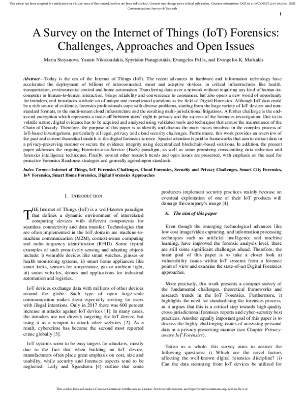 Pdf A Survey On The Internet Of Things Iot Forensics Challenges