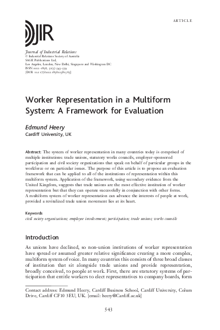 (PDF) Worker Representation in a Multiform System: A Framework for ...