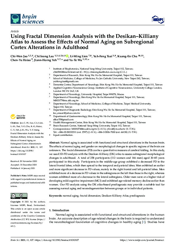 (PDF) Using Fractal Dimension Analysis with the Desikan–Killiany Atlas ...
