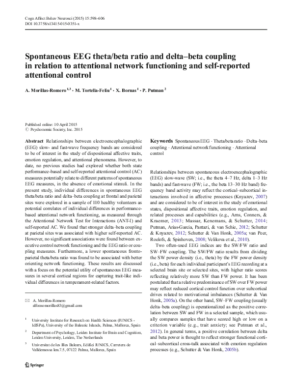 (PDF) Spontaneous EEG theta/beta ratio and delta–beta coupling in ...