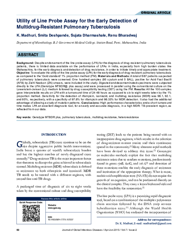 (PDF) Utility of line probe assay for the early detection of multidrug ...