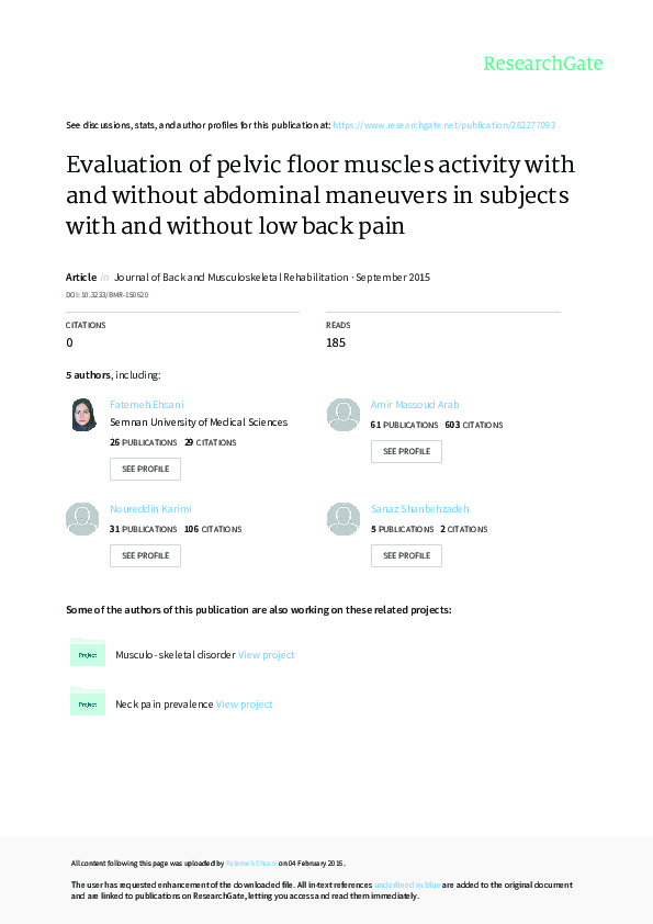 (PDF) Evaluation of pelvic floor muscles activity with and without ...