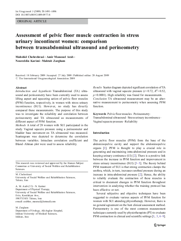 (PDF) Assessment of pelvic floor muscle contraction in stress urinary ...