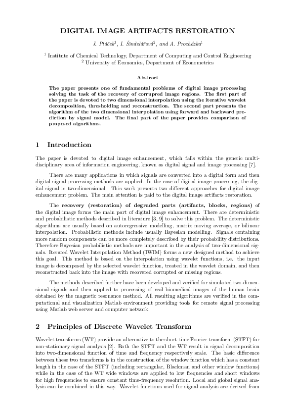 (PDF) Digital Image Artifacts Restoration