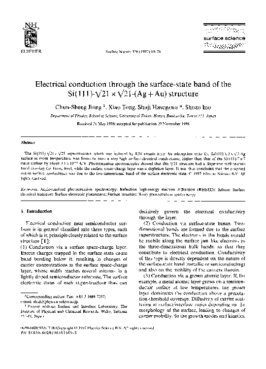 (PDF) Electrical conduction through the surface-state band of the Si ...