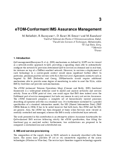 (PDF) eTOM-Conformant IMS Assurance Management