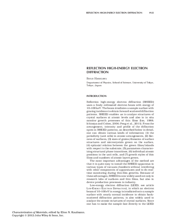 (PDF) Reflection High-Energy Electron Diffraction