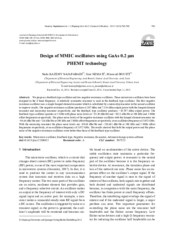(PDF) Design of MMIC oscillators using GaAs 0.2 μm PHEMT technology
