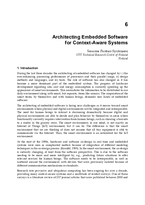 (PDF) Architecting Embedded Software for Context-Aware Systems (PDF) Architecting Embedded Software for Context-Aware Systems
