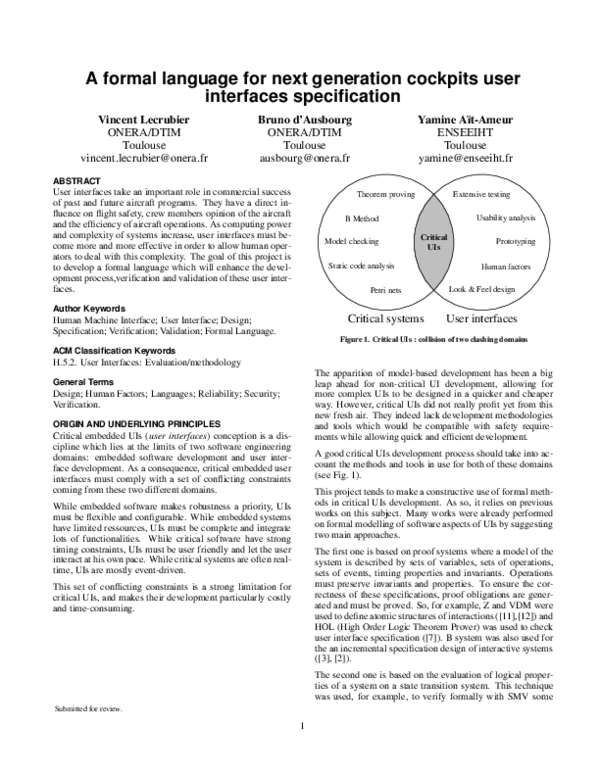 (PDF) A formal language for next generation cockpits user interfaces specification