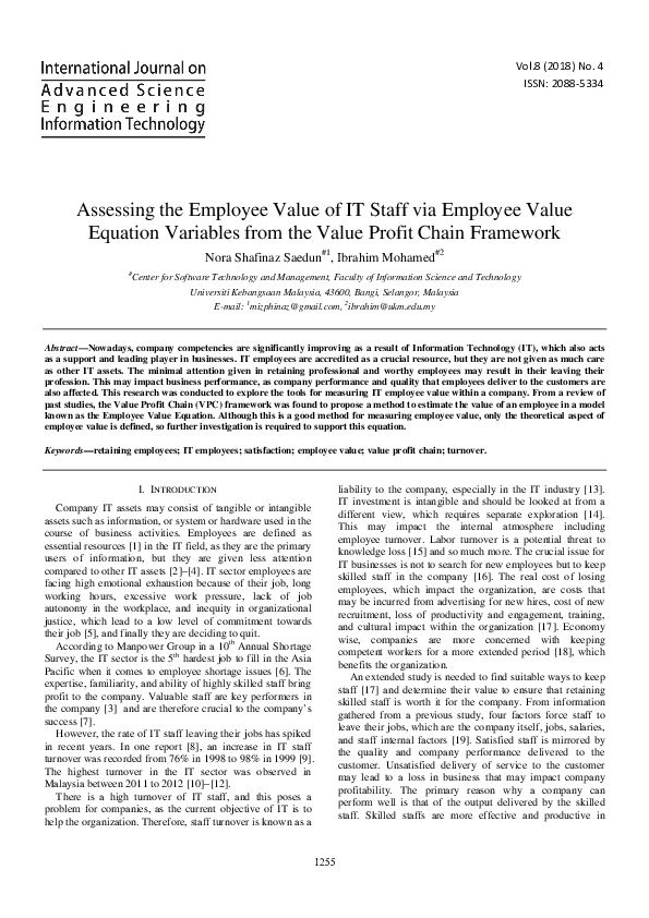 (PDF) Assessing the Employee Value of IT Staff via Employee Value ...