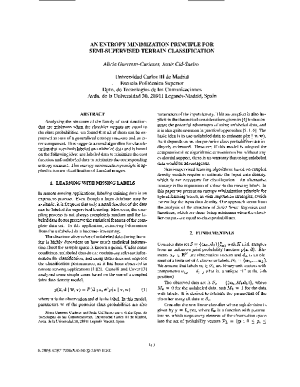 (PDF) An entropy minimization principle for semi-supervised terrain classification