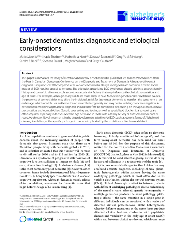 (PDF) Insights on Early-Onset Dementia Diagnosis